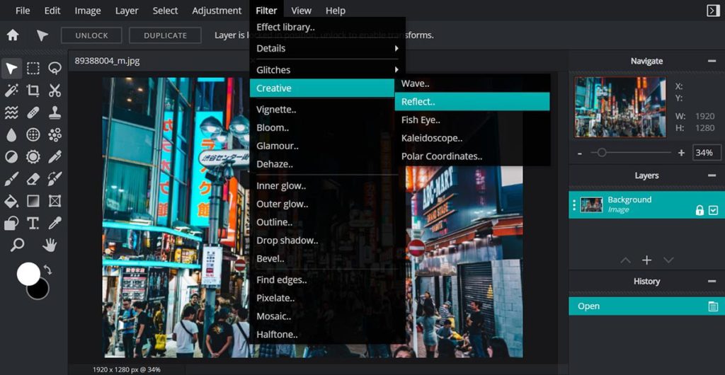 How To Create Quick and Easy Reflections With Pixlr E’s Creative Filter ...