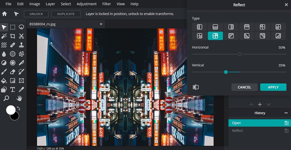 How To Create Quick and Easy Reflections With Pixlr E’s Creative Filter ...
